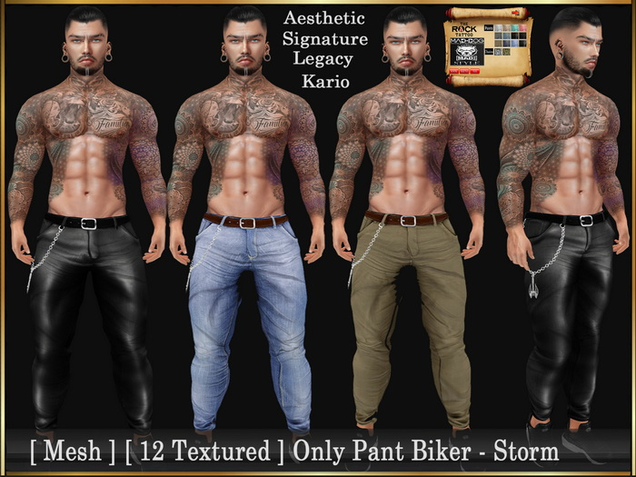 Second Life Marketplace - [ Mesh ] [ 12 Textured ] Only Pant Biker - Storm